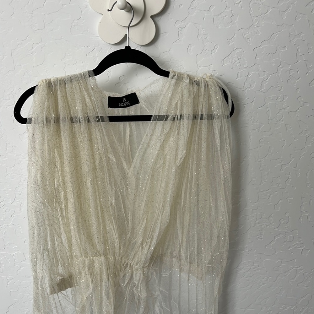 Nopin Sheer Ivory Sparkle Nye Top - Gem